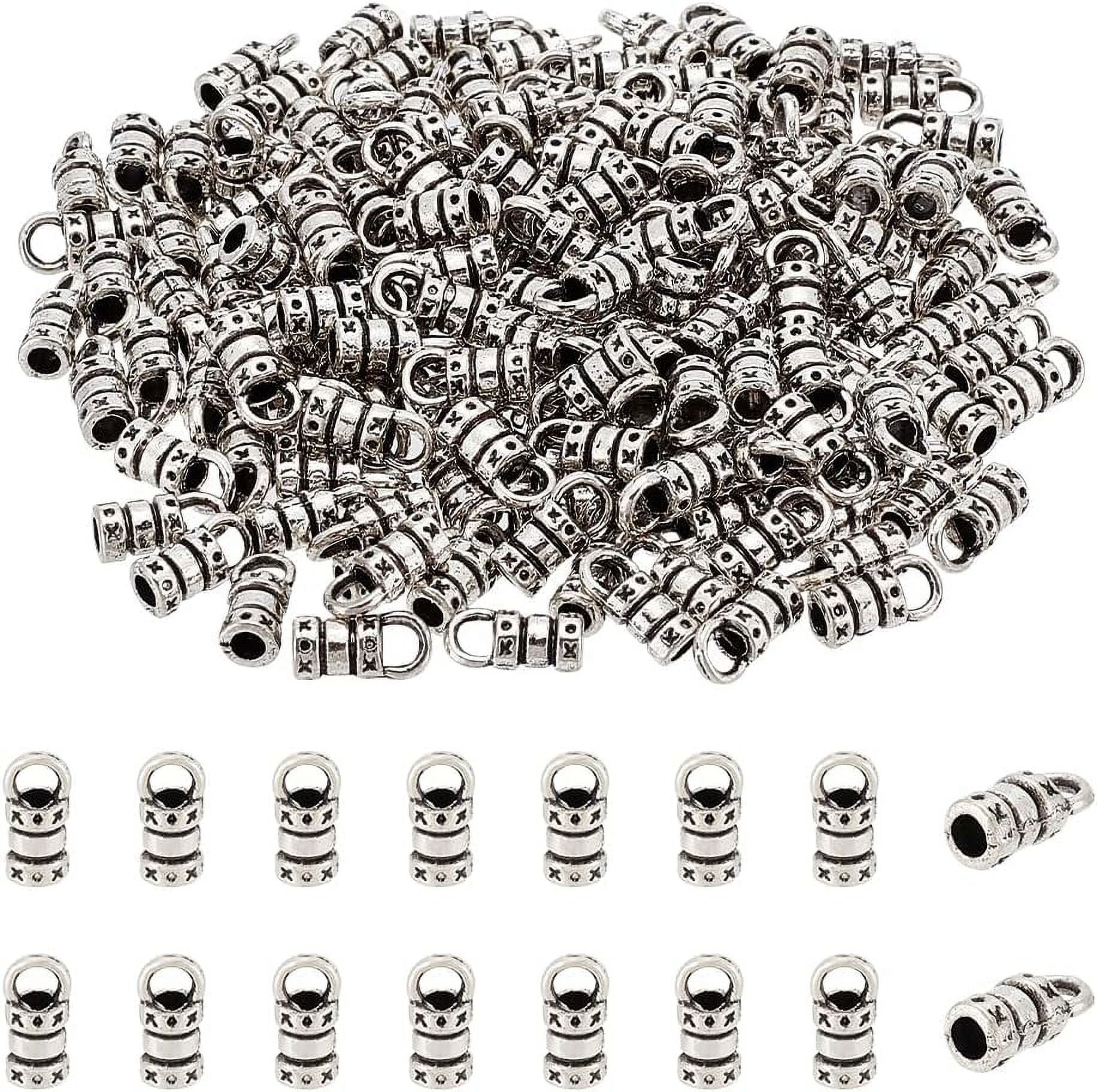 200 Pcs Tibetan Style Cord Ends Silver Metal Leather Ends Caps Barrel ...