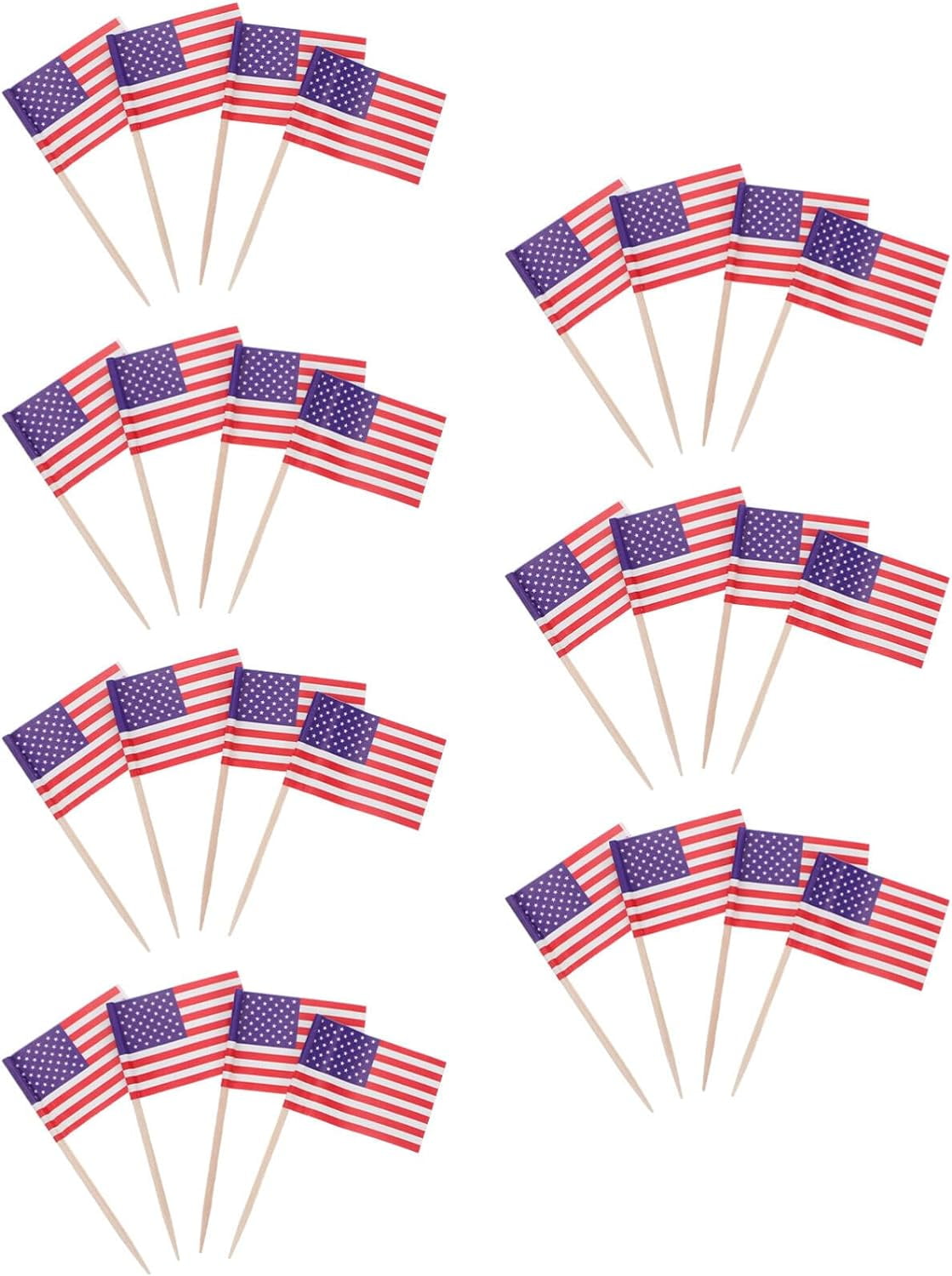 200 Pcs USA American Flag US Toothpick Flags Small Mini Stick Cupcake ...