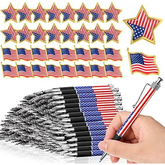 200 Pcs Veterans Day Supplies Include 100 Patriotic Star Flag Lapel ...
