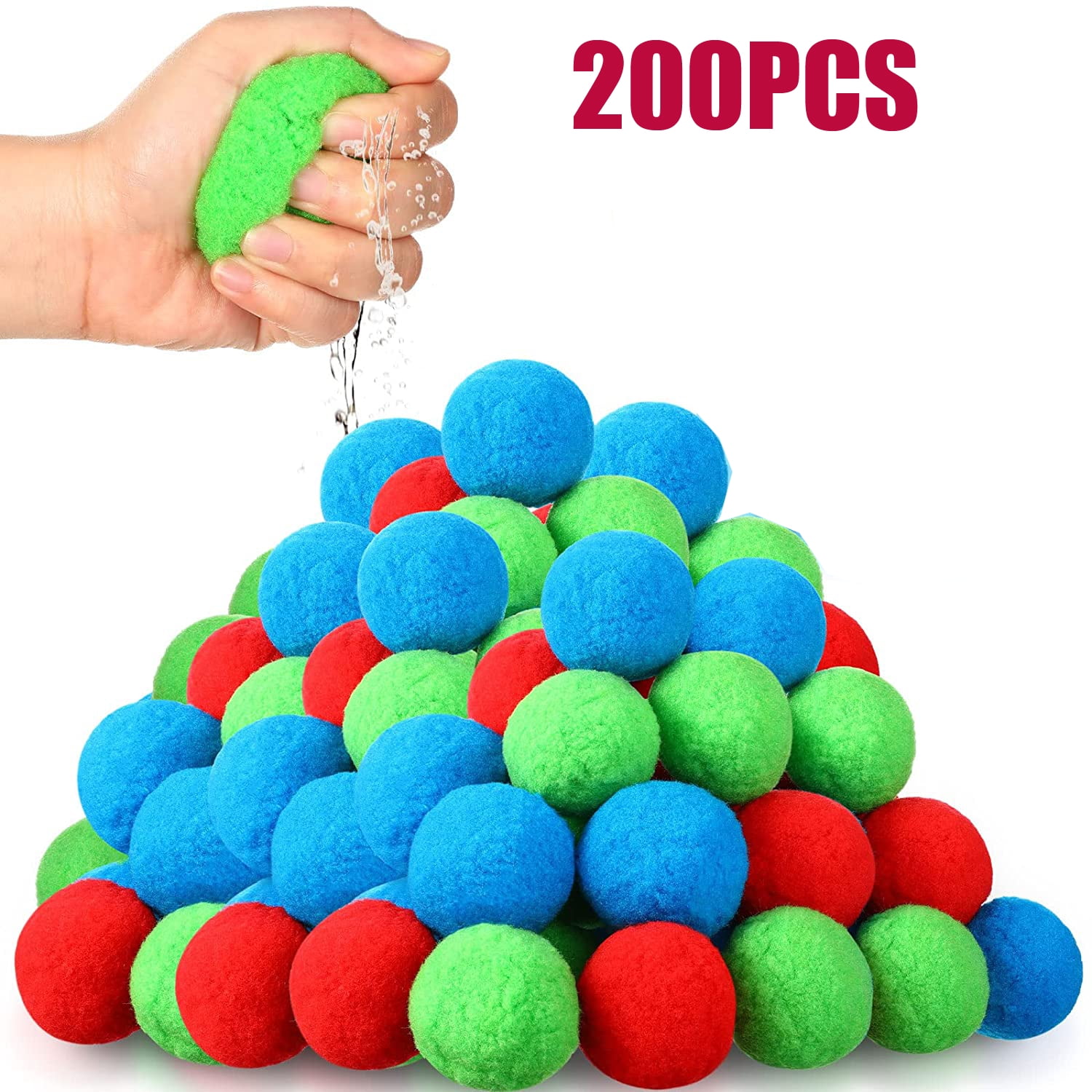 200 Pcs Water Balls Instant Water Fight Kit Cotton Water Splash Ball ...