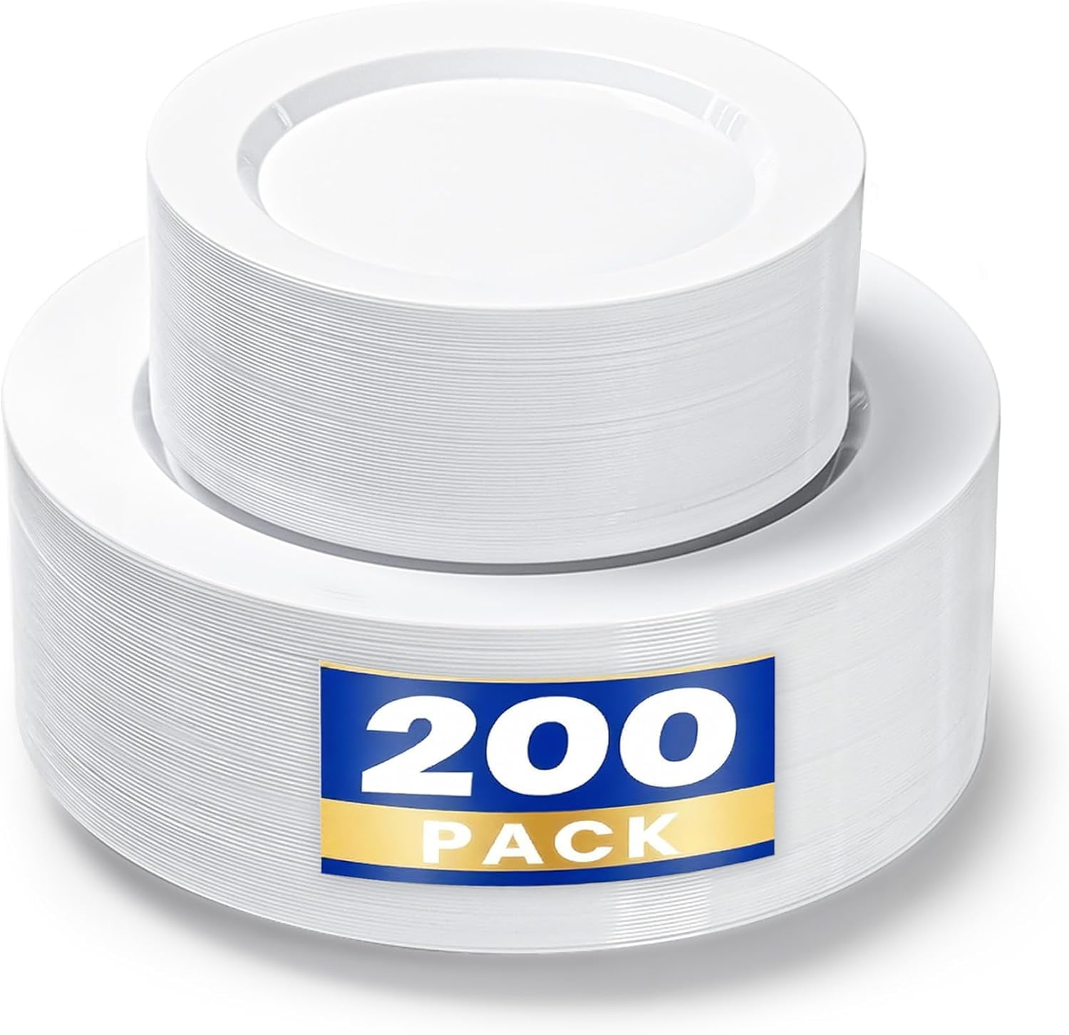 200 Pcs White Plastic Plates Heavy Duty Disposable Dinner and Dessert ...