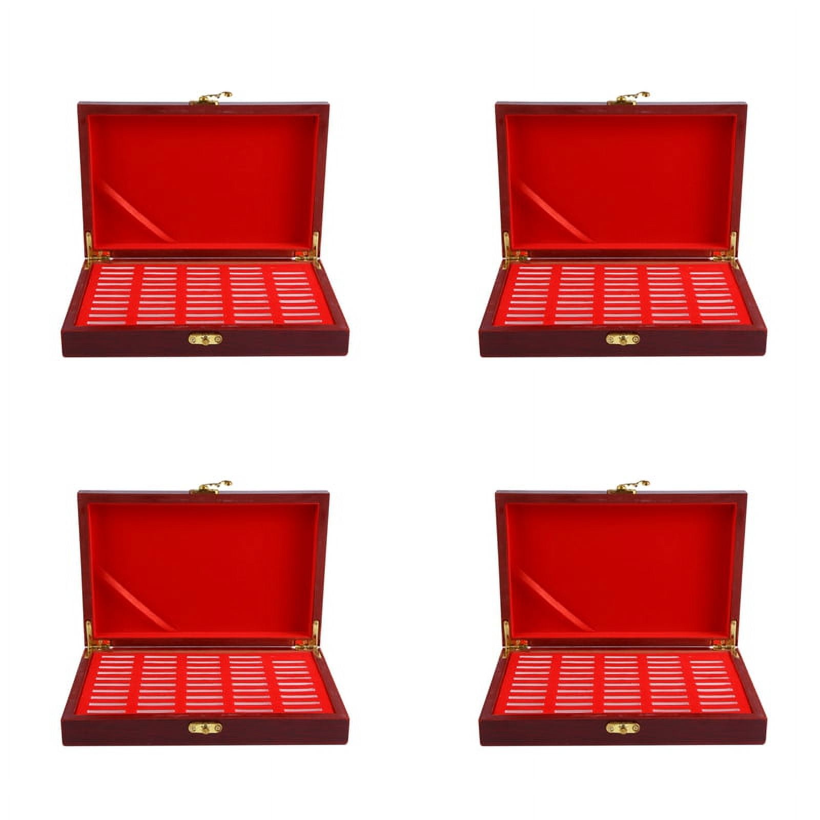 200 Pcs Wood Coin Protection Display Box Storage Case Holder Round Box ...