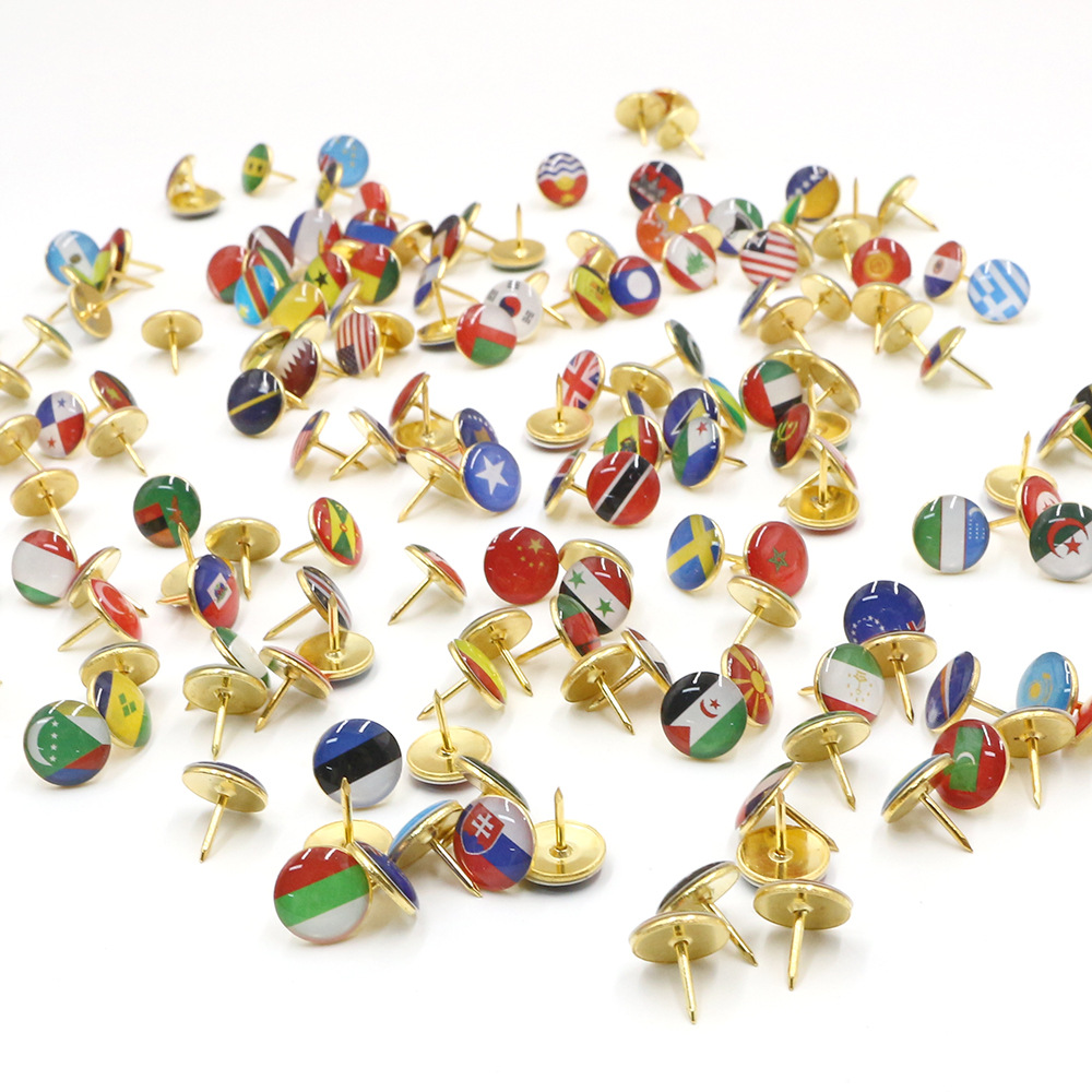 200 Pcs World Map Country Pin Board Cute Push Flag Pins Gold Core Room ...