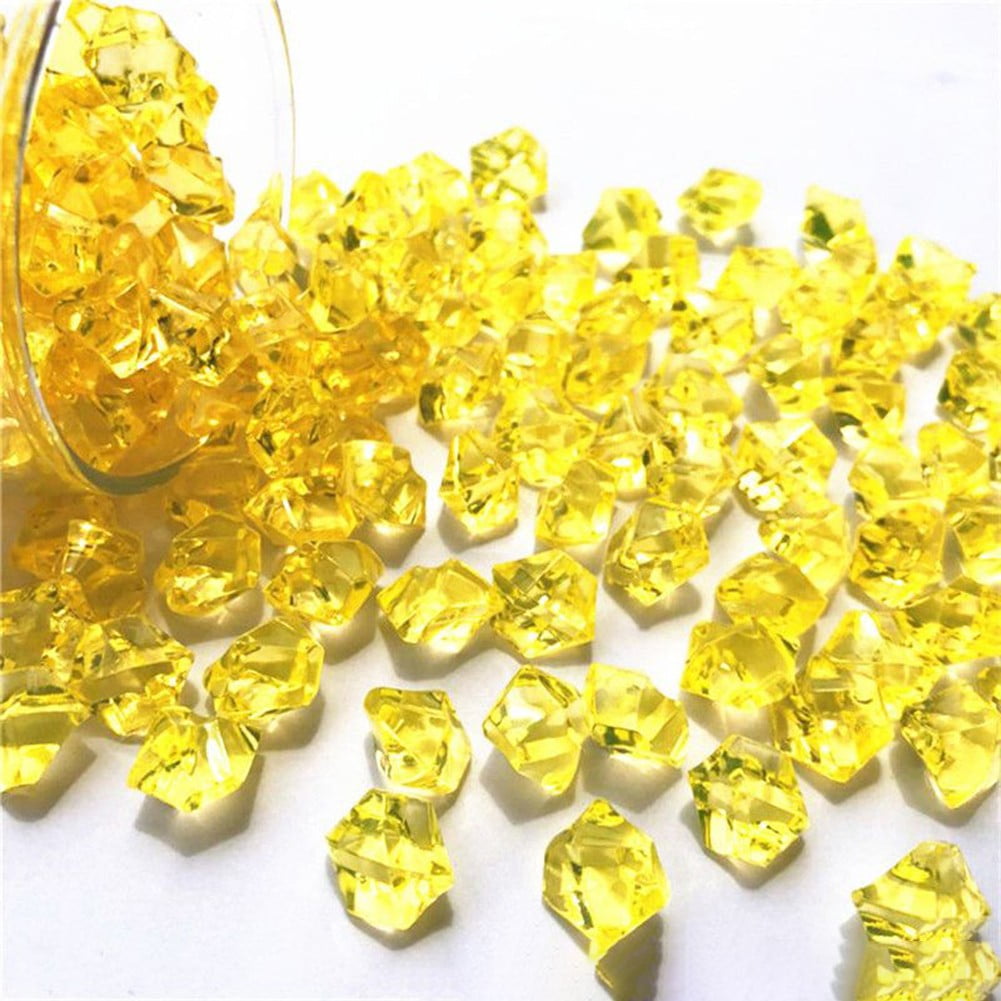 200 Pcs Yellow Acrylic Stones Plastic Gem Stone Crystal Diamonds Ice ...