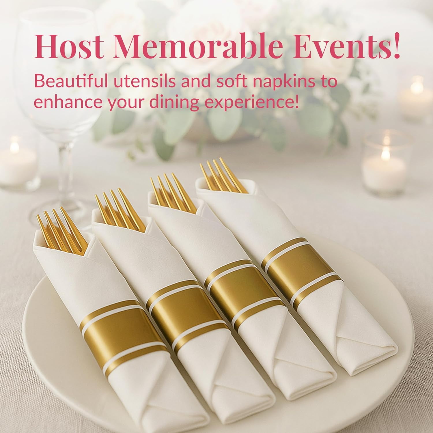 200 Piece Gold Plastic Silverware Set for 50 Guests - Premium Pre ...