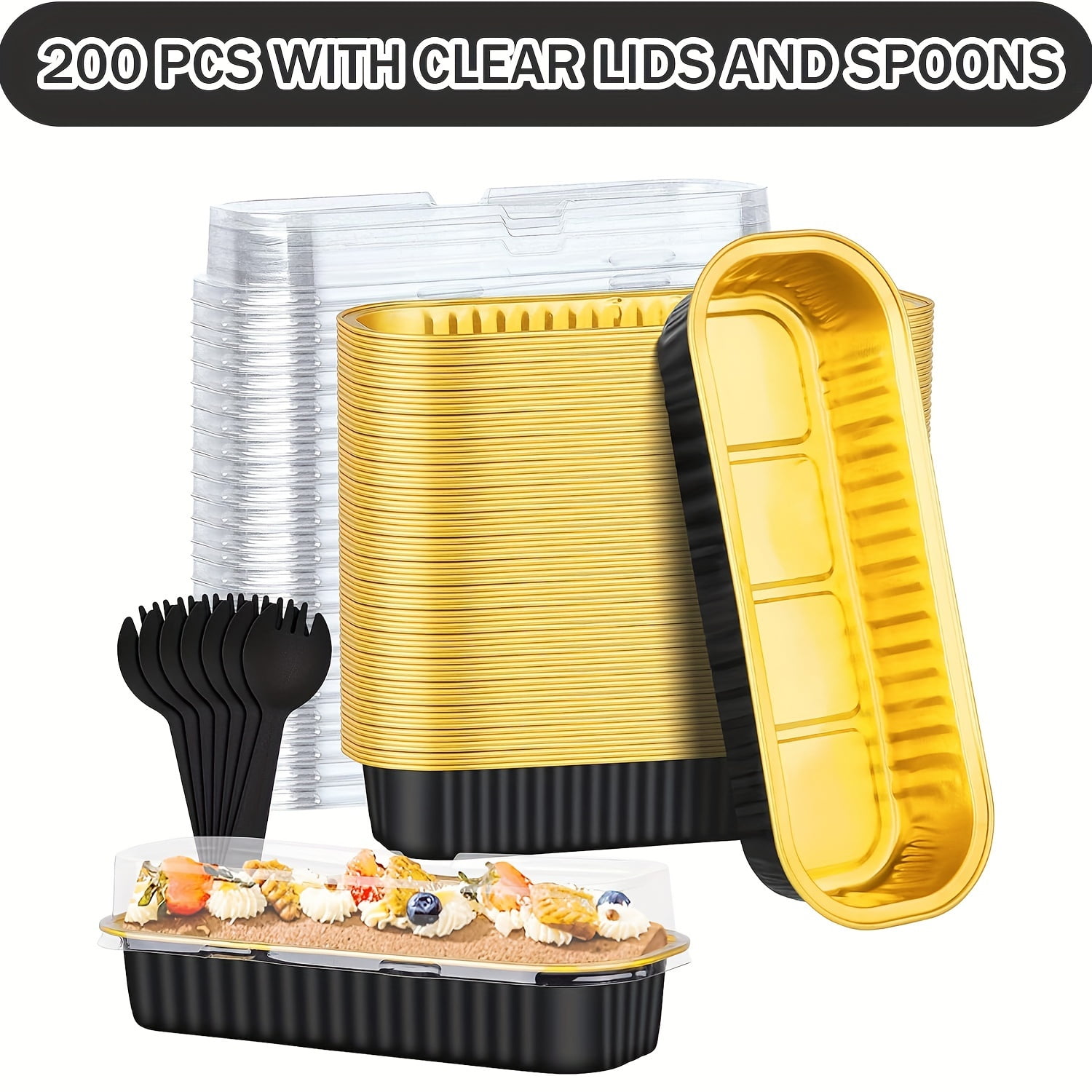 200-Piece Heavy-Duty Aluminum Foil Mini Loaf Pans with Lids ...