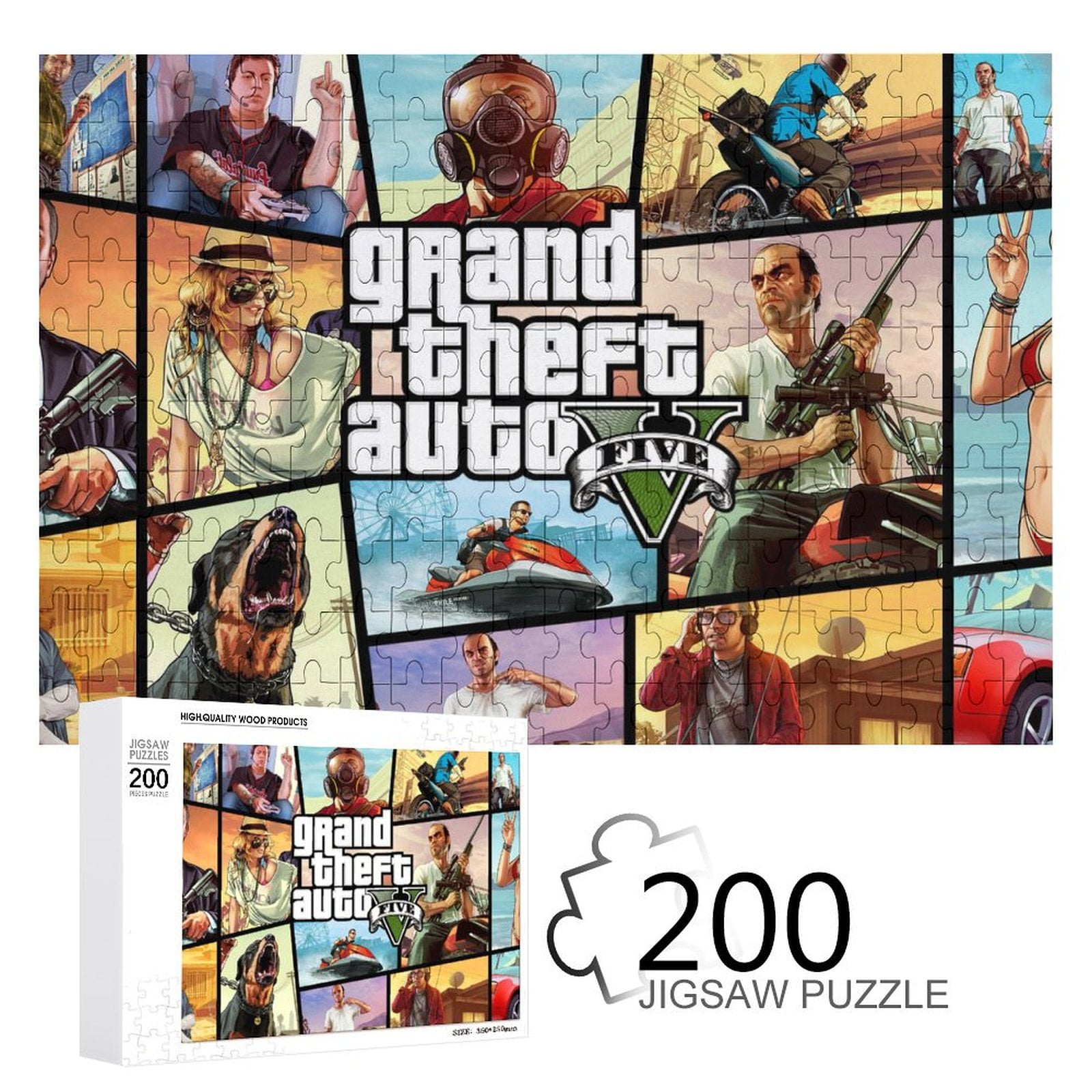 200 Piece Jigsaw Puzzle For Adults & Kids - Grand Theft Auto V Puzzle ...