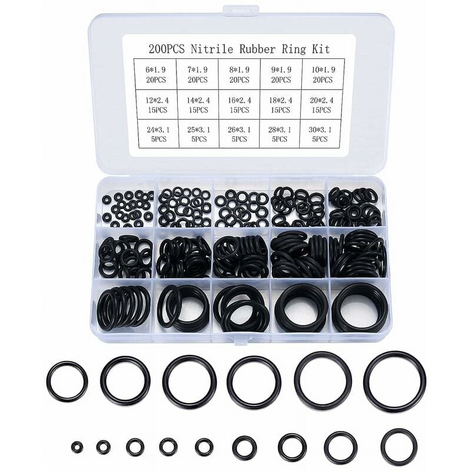 200 Piece O-Rings, 15 Sizes Rubber Gaskets, O-Ring O-Rings For ...