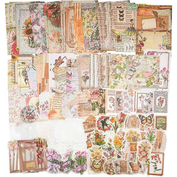 200 Piece Vintage Ephemera Bundle - Paper & Sticker Kit for Junk ...