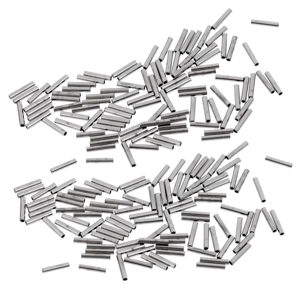 200 Pieces 1.0-2.0mm Fishing Wire Leader Crimps Single Barrel Crimping ...