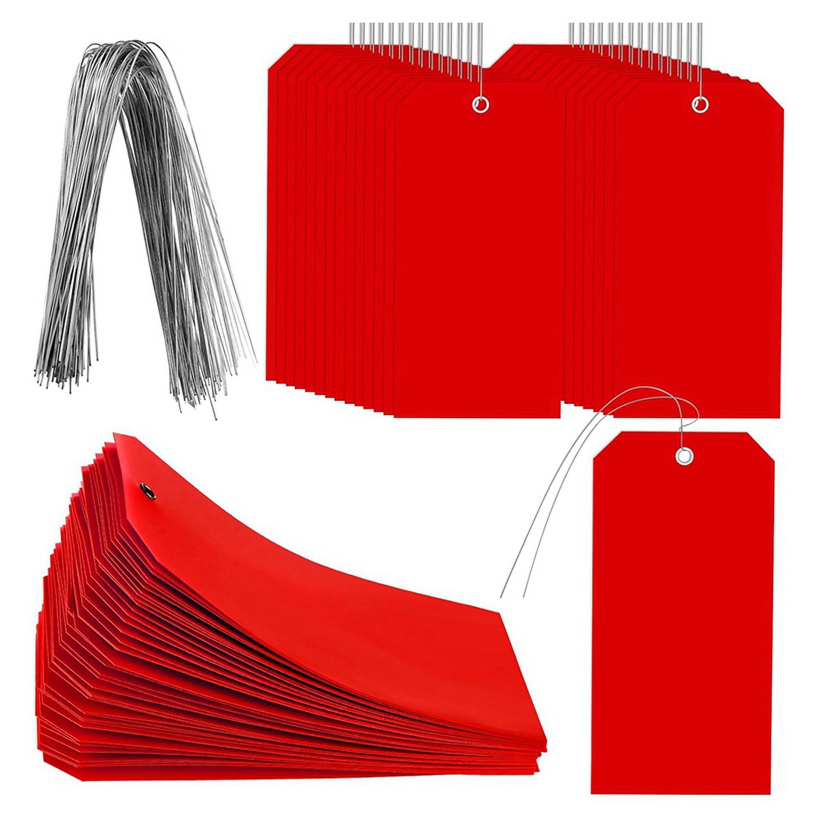 200 Pieces 4 3/4 x 2 3/8 Inch Plastic Shipping Tags with Wires Blank ...