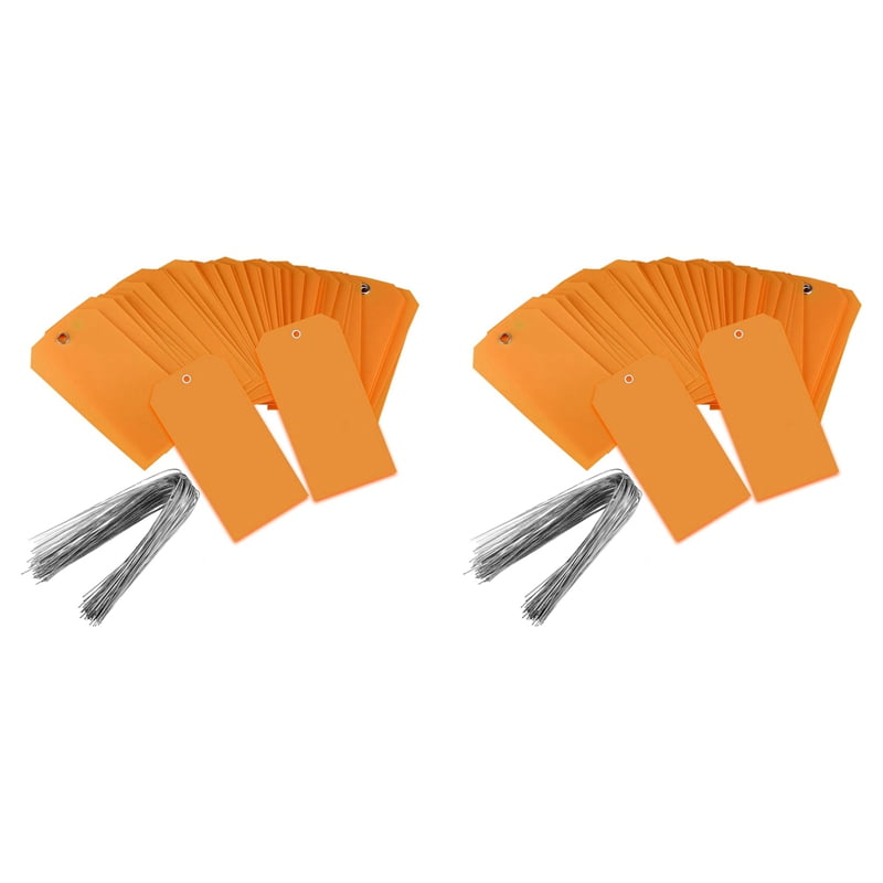 200 Pieces 4 3/4Inch X 2 3/8Inch Plastic Shipping Tags with Wires Blank ...