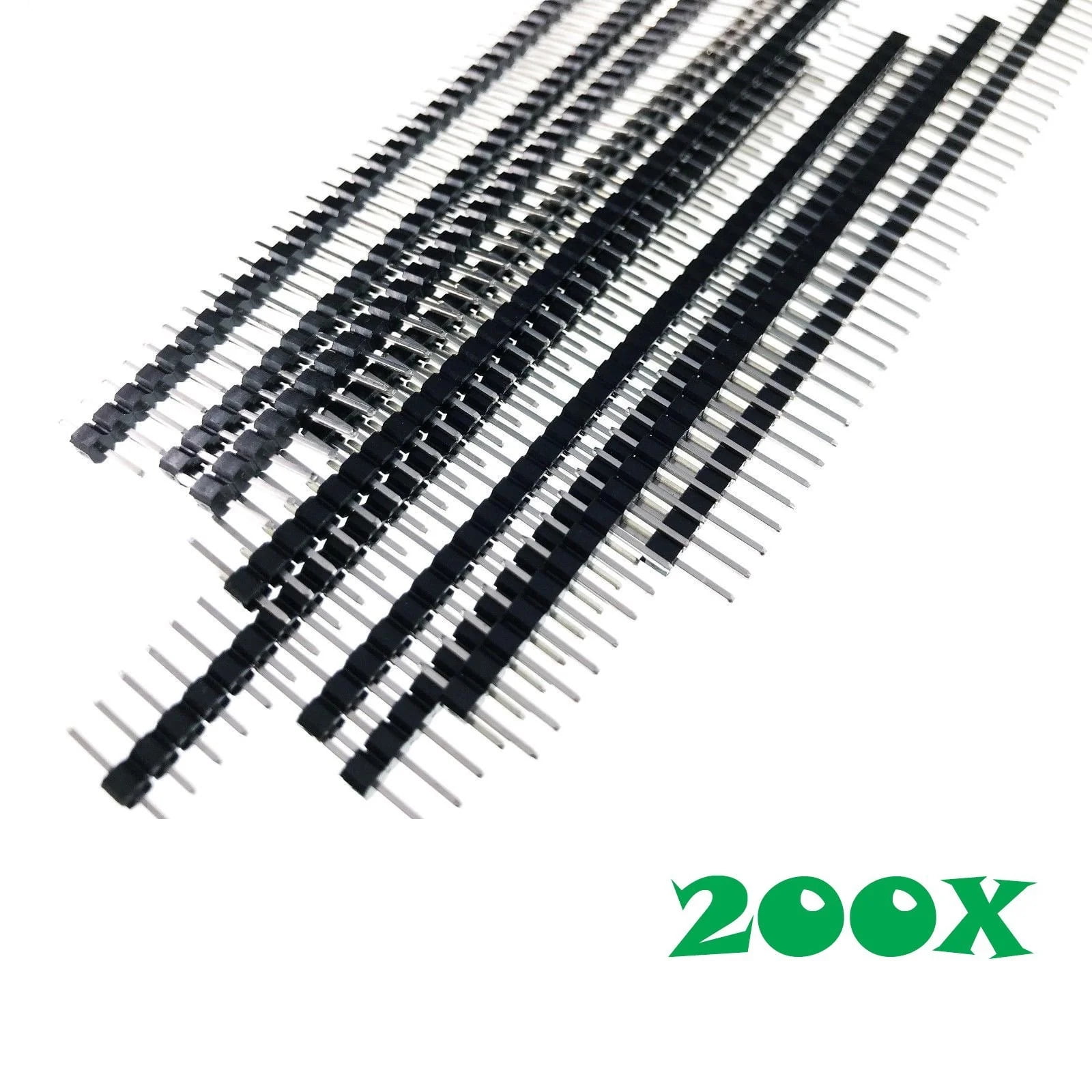 200 Pieces 40-Pin Male Header 0.1" 2.54mm Breadboard/PCB Strip ...