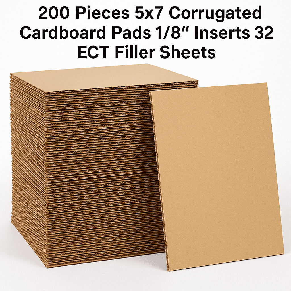 200 Pieces 5x7 Corrugated Cardboard Pads 1/8" Inserts 32 ECT Filler ...