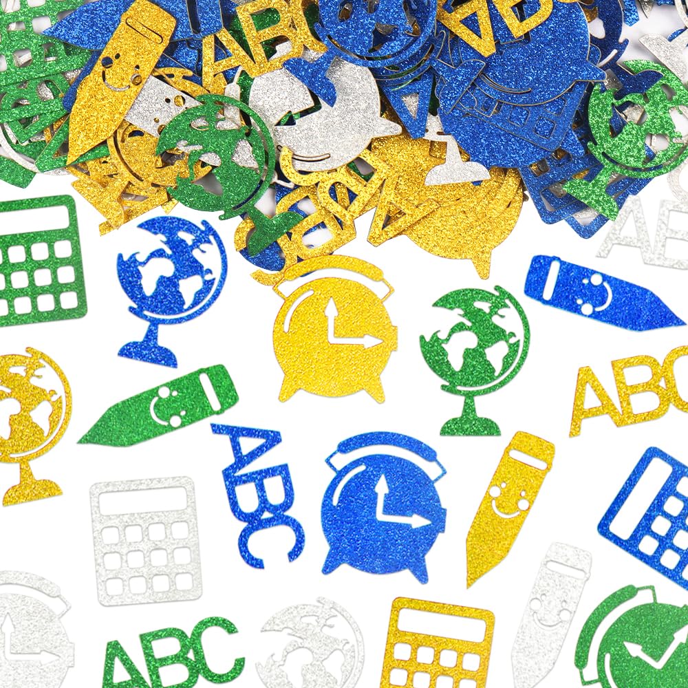 200 Pieces Back to KEF16 School Confetti Silver Words Pencils ...