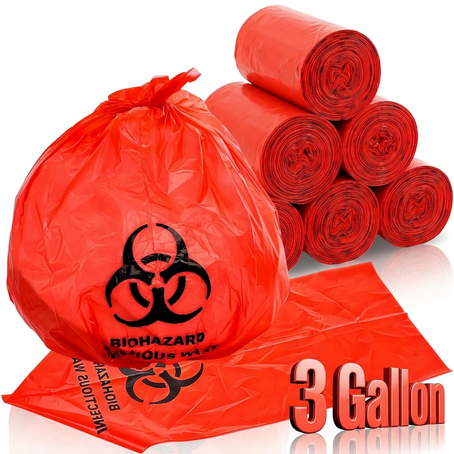 200 Pieces Biohazard Waste Bags, 14.6" x 19" Safe Infectious Waste ...