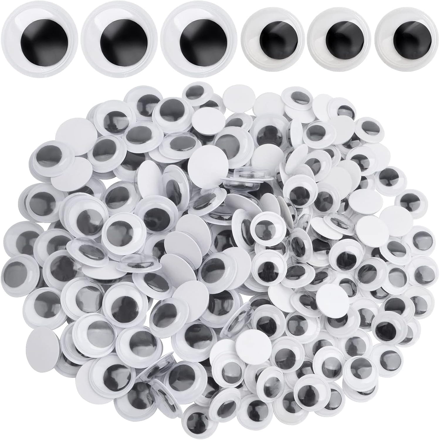 200 Pieces Black Wiggle Eyes Round Plastic Googly Eyes with Self ...