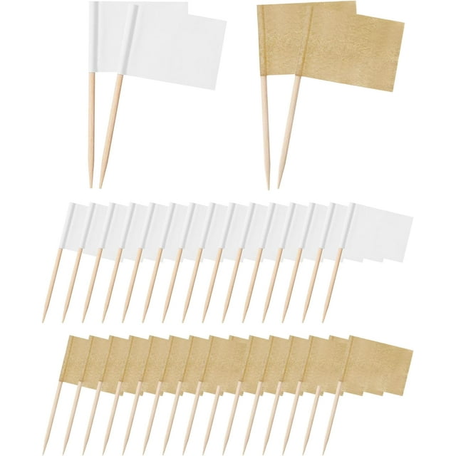200 Pieces Blank Toothpick Flags Mini Stick Cupcake Toppers Food Labels ...