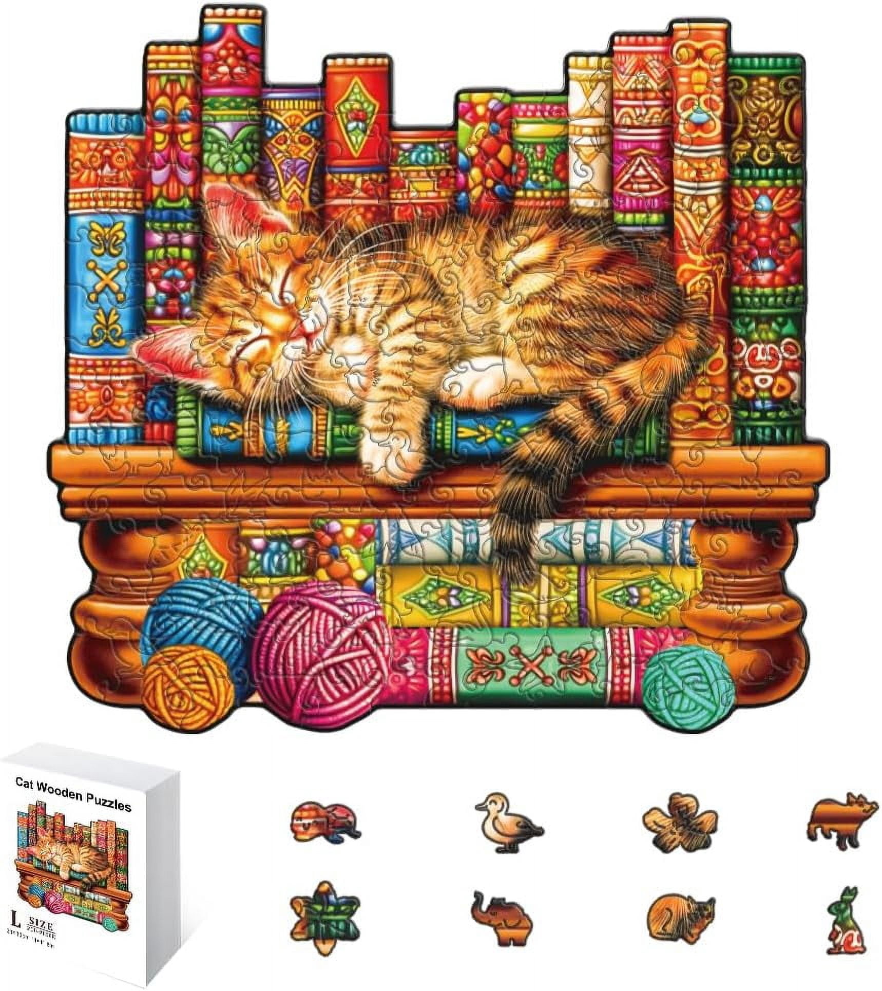 200 Pieces Cat Wooden Puzzles for Adults 11.8x11 Inches Snoozing Cat ...