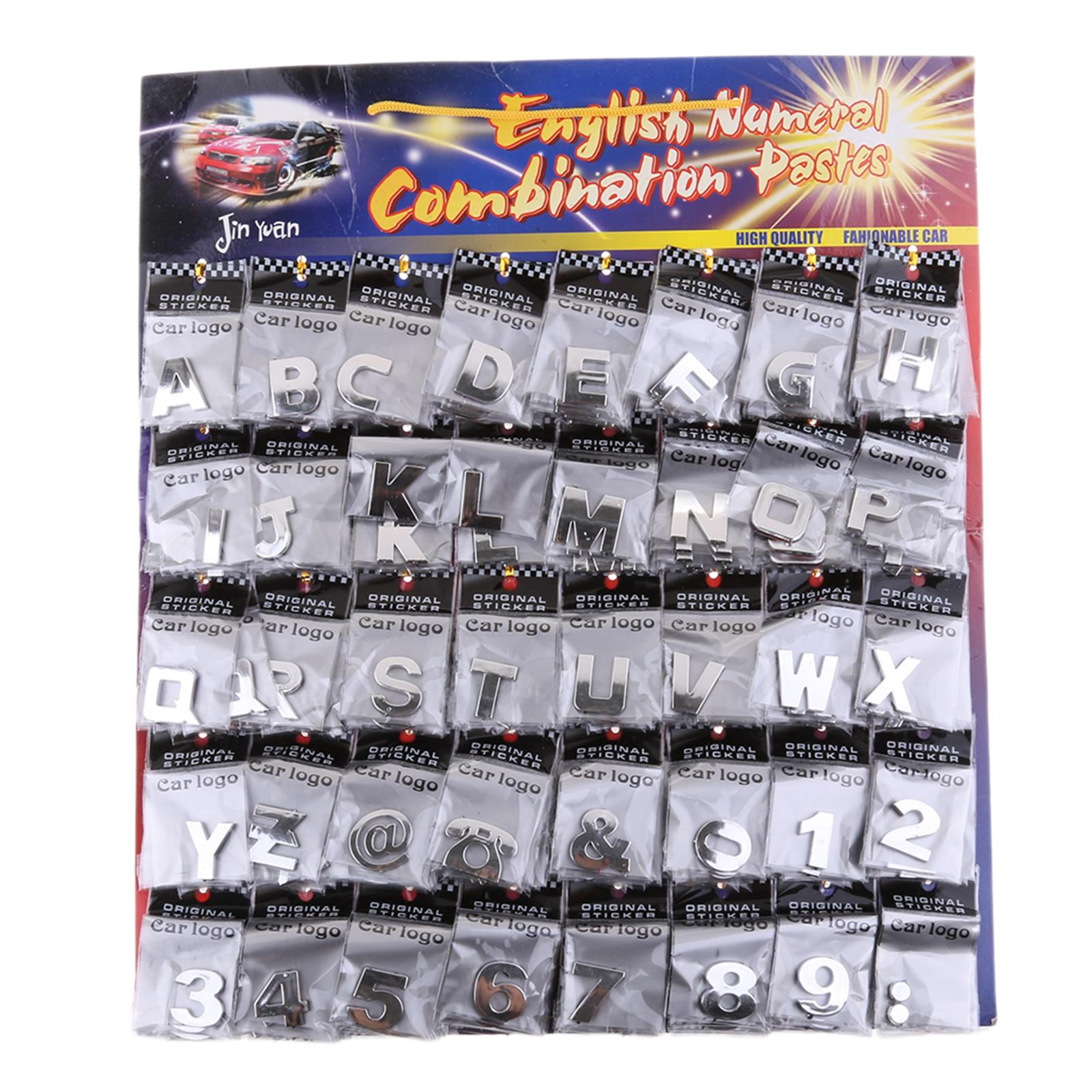 200 Piece Adhesive Chrome Car Sticker Alphabet Letter Number Symbol ...