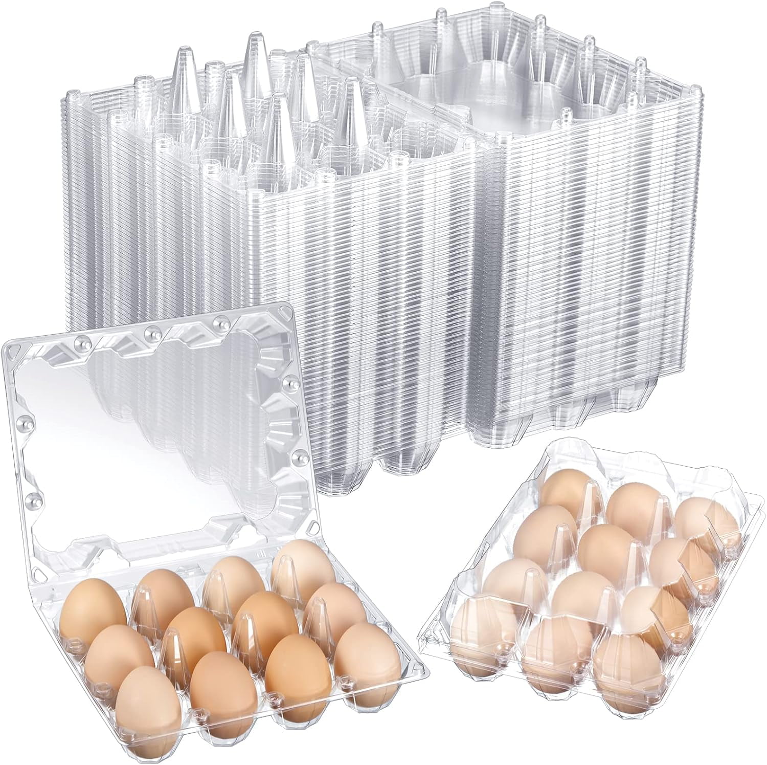 200 Pieces Clear Egg Cartons Plastic Egg Cartons Bulk Empty Chicken Egg Tray Holds Securely ...