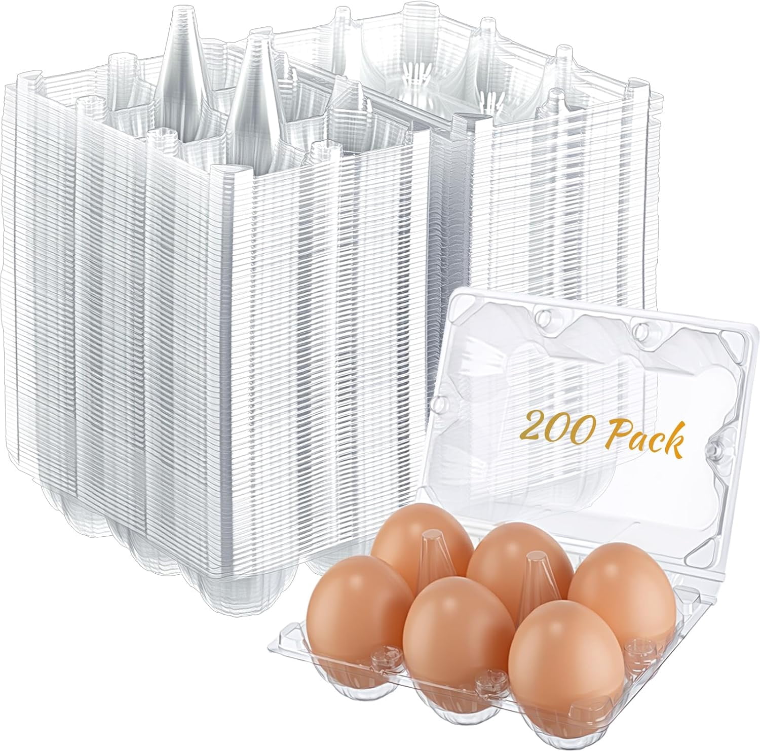 200 Pieces Clear Egg Cartons Plastic Egg Cartons Bulk Empty Chicken Egg ...