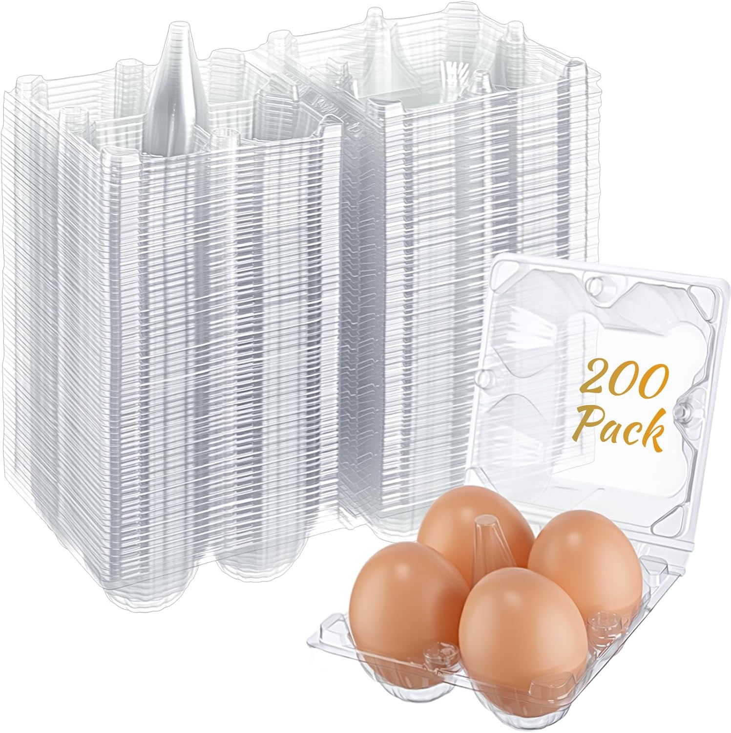 200 Pieces Clear Egg Cartons Plastic Egg Cartons Bulk Empty Chicken Egg ...