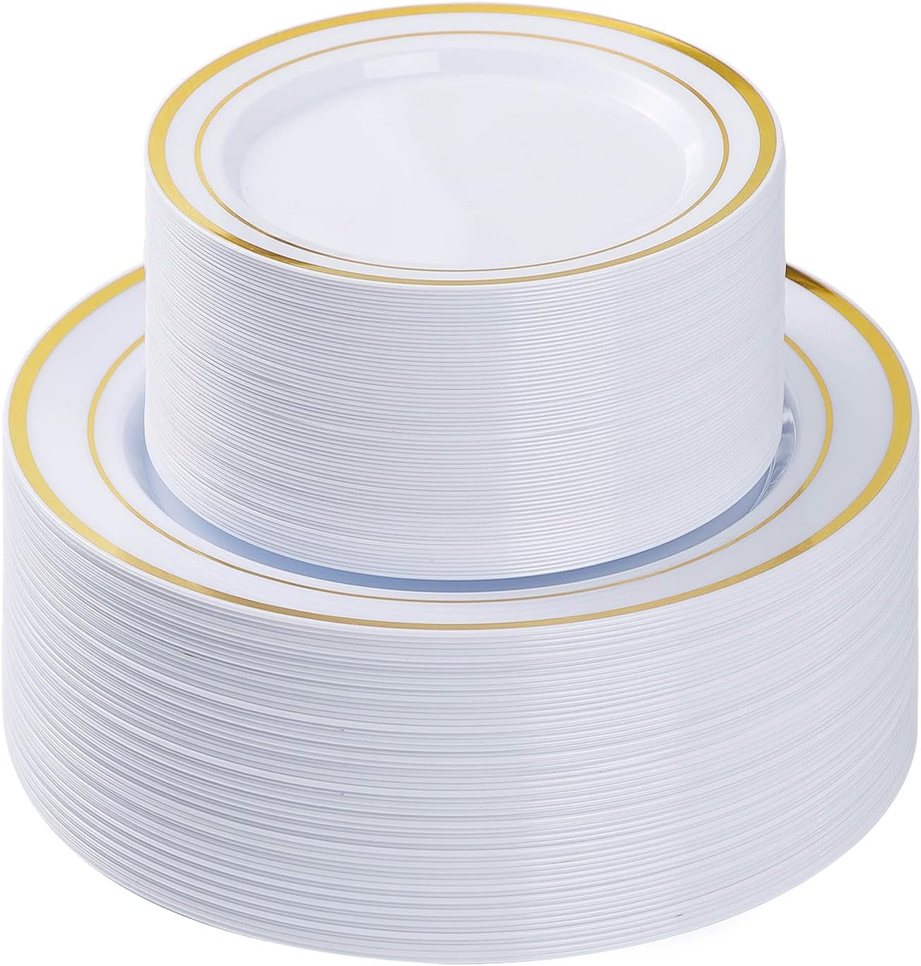 200 Pieces Clear Gold Plastic Plates, Disposable Party Plates, Contains ...