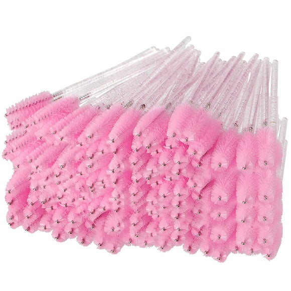 Disposable Spoolies for Eyelash and Eyebrow Makeup in Pink and Black