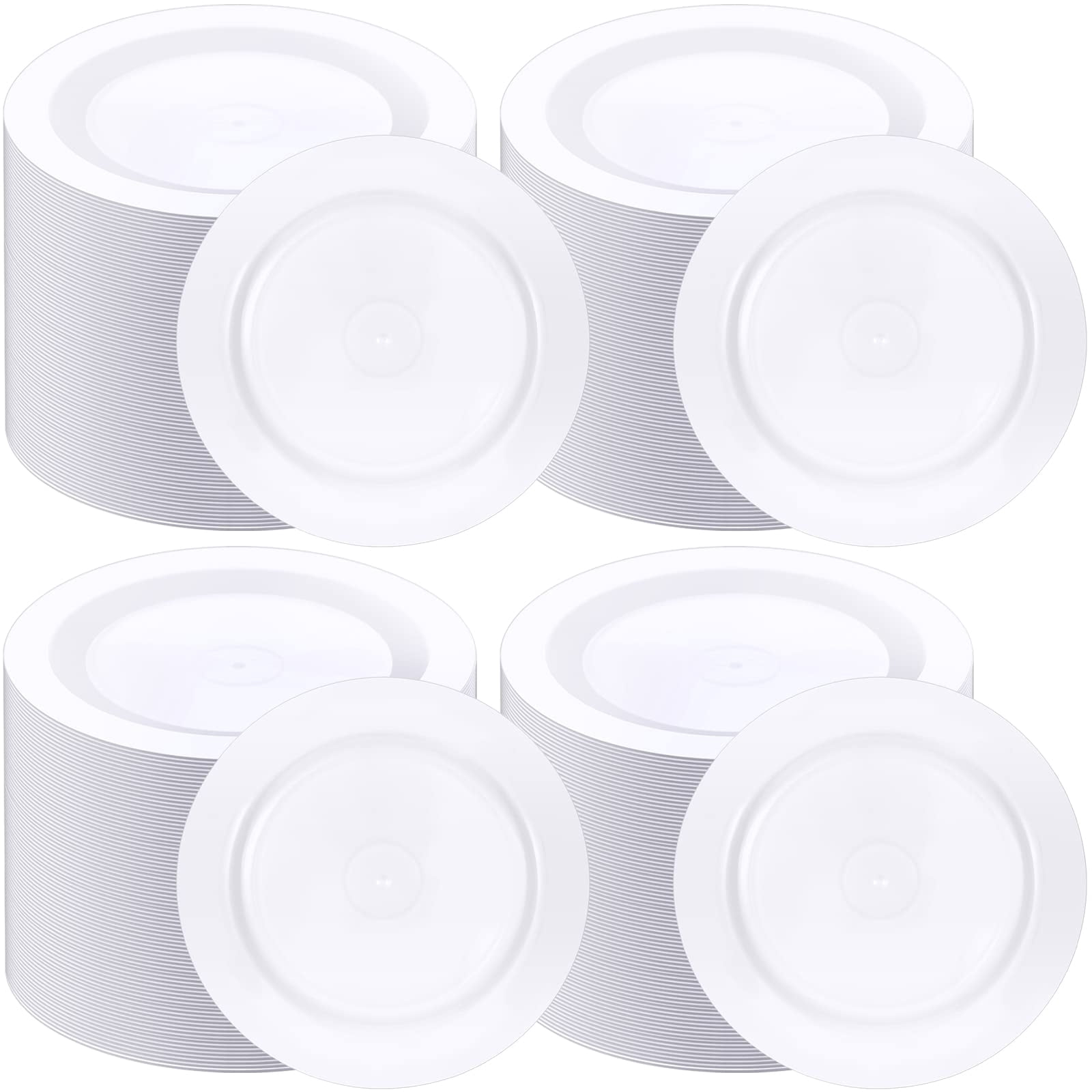 200 Pieces Disposable Plates Plastic Plates AFN1with Rim Hard Plastic ...