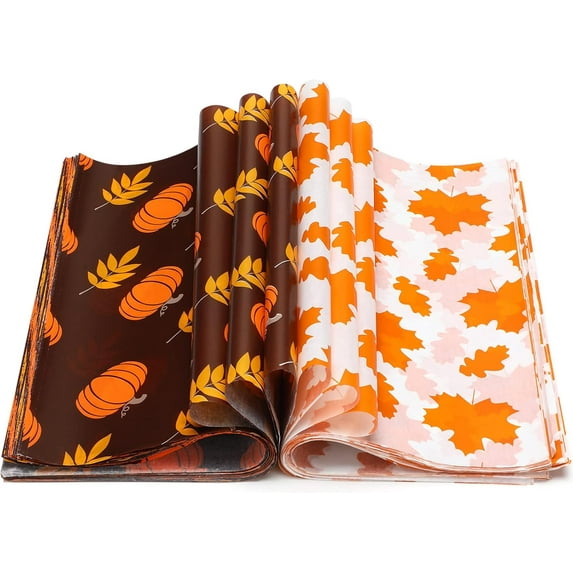 200 Pieces Fall Tissue Paper Thanksgiving Wax Paper Sheets Food Basket ...