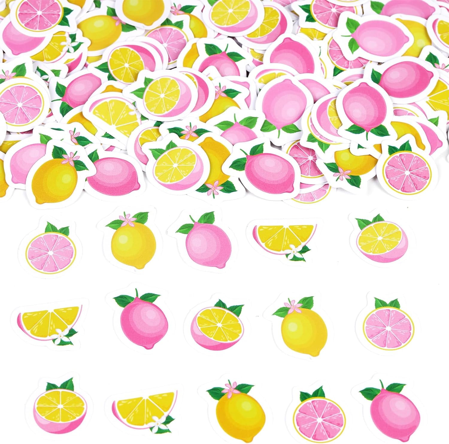 200 Pieces Lemon Party Confetti for Girls - Yellow Pink Lemon Dessert ...