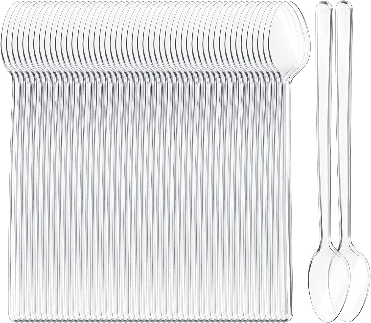 200 Pieces Long Clear Plastic Ice Cream Spoons 7.09 Inch Disposable ...