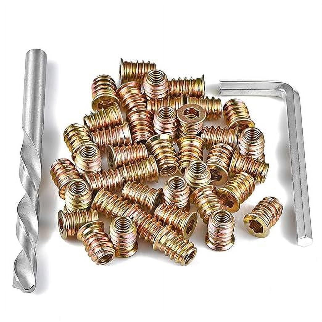 200 Pieces M6x15mm Threaded Insert Nuts Furniture Screws Nut Thread ...