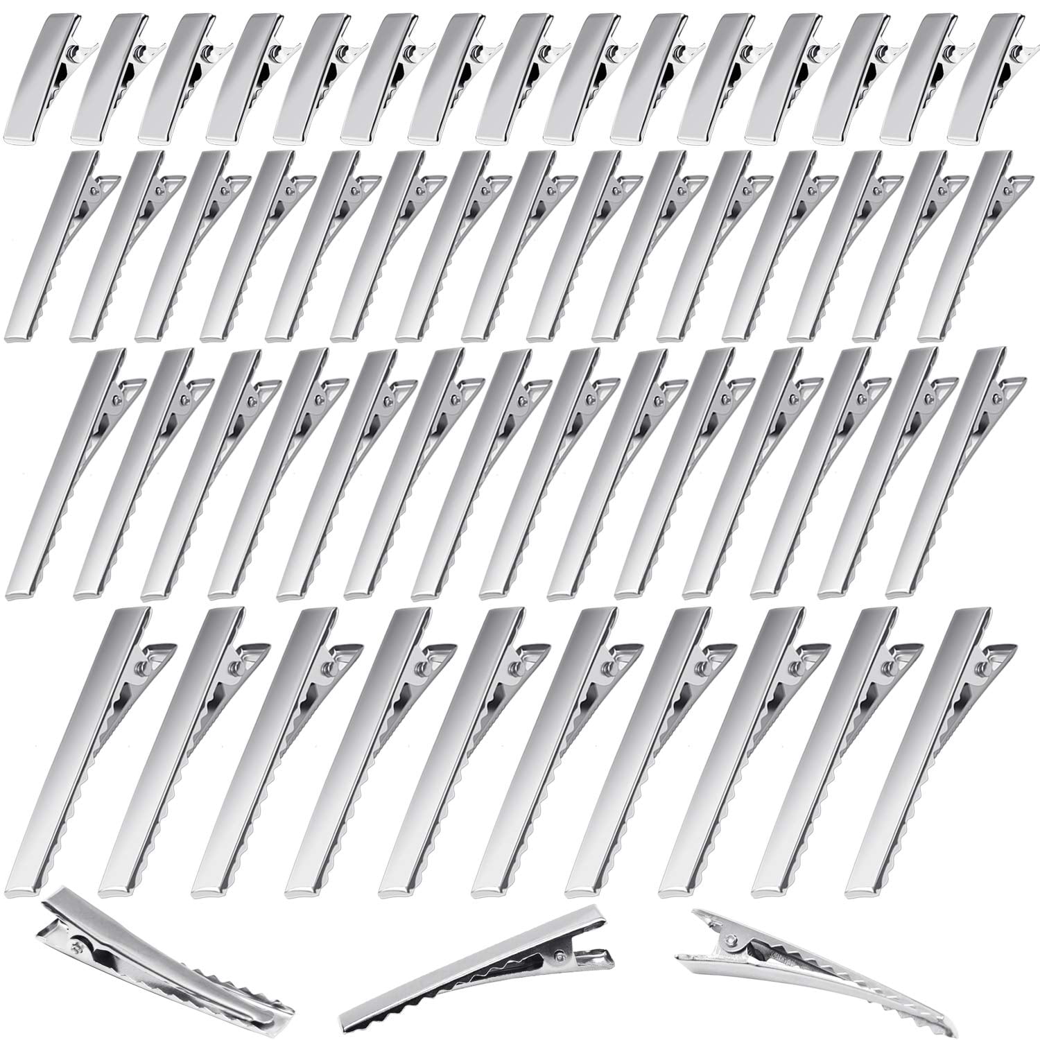 200 Pieces Metal Hair Clips Single Prong Curl Clips Silver Alligator ...