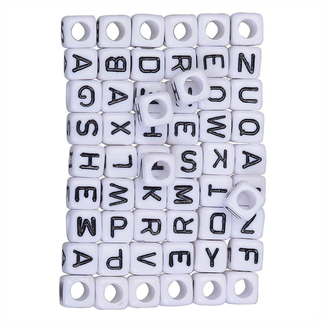 200 Pieces Mixed Square Acrylic Alphabet Beads Charms Large Hole Loose ...