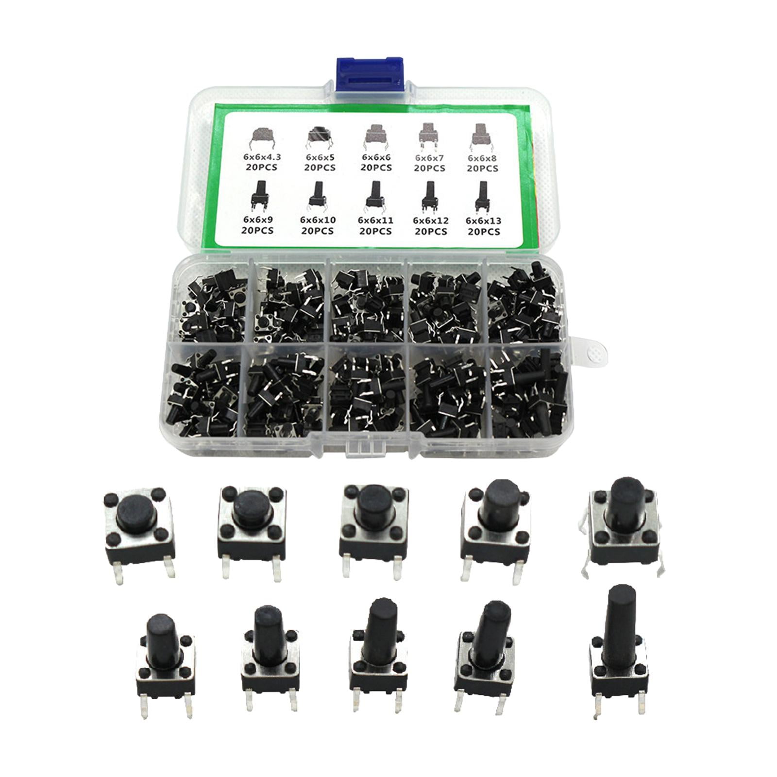 200 Pieces Momentary Tactile Push Button Momentary 10 Values Switch ...