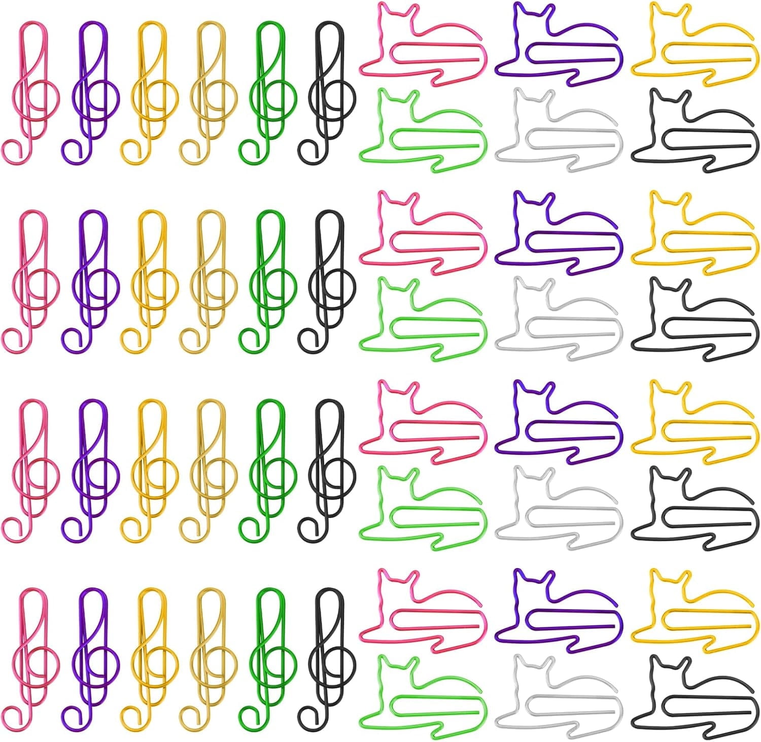 200 Pieces Paper Clips Metal Cute Note Paper Clips Music Cat Shaped ...