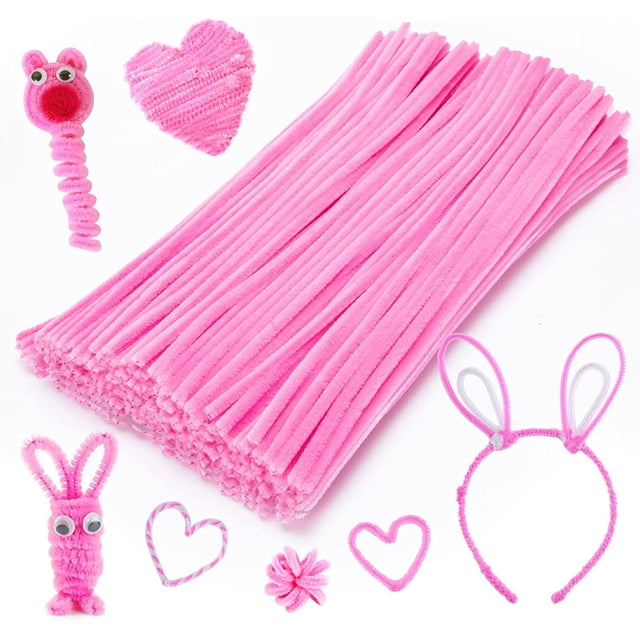 200 Pieces Pink Pipe Cleaners Craft Chenille Stems for Valentine's Day ...