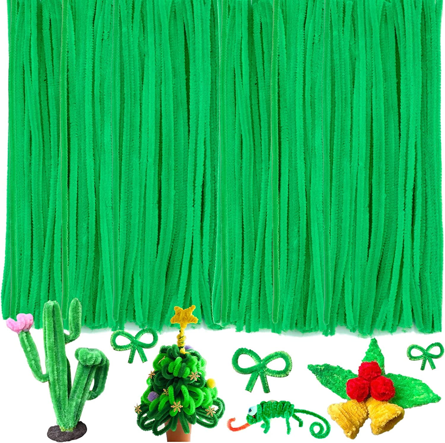 200 Pieces Pipe Cleaners Chenille Stem, Light Green Pipe Cleaners Set ...