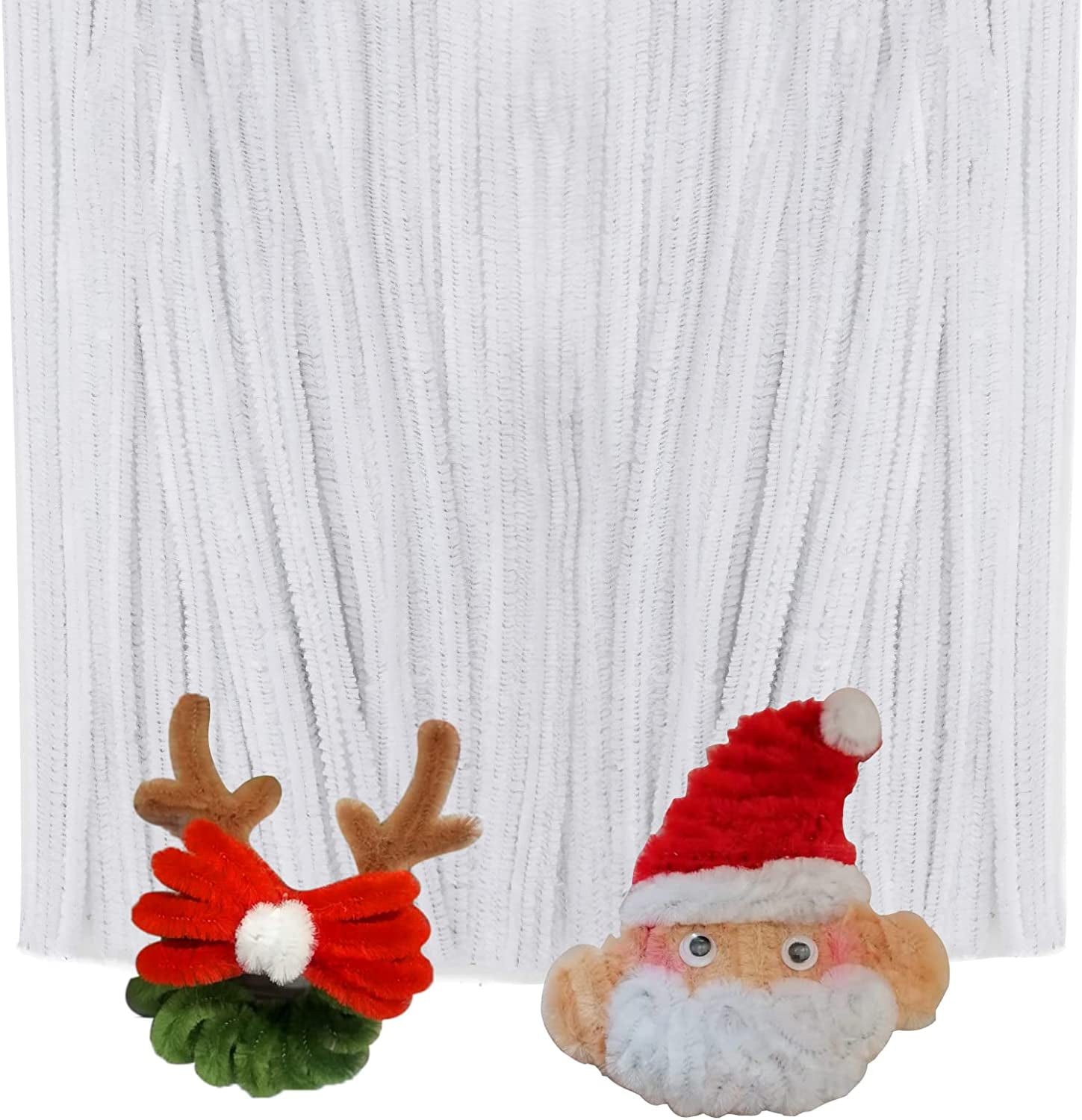 200 Pieces Pipe Cleaners Chenille Stem, White Pipe Cleaners Set Craft ...