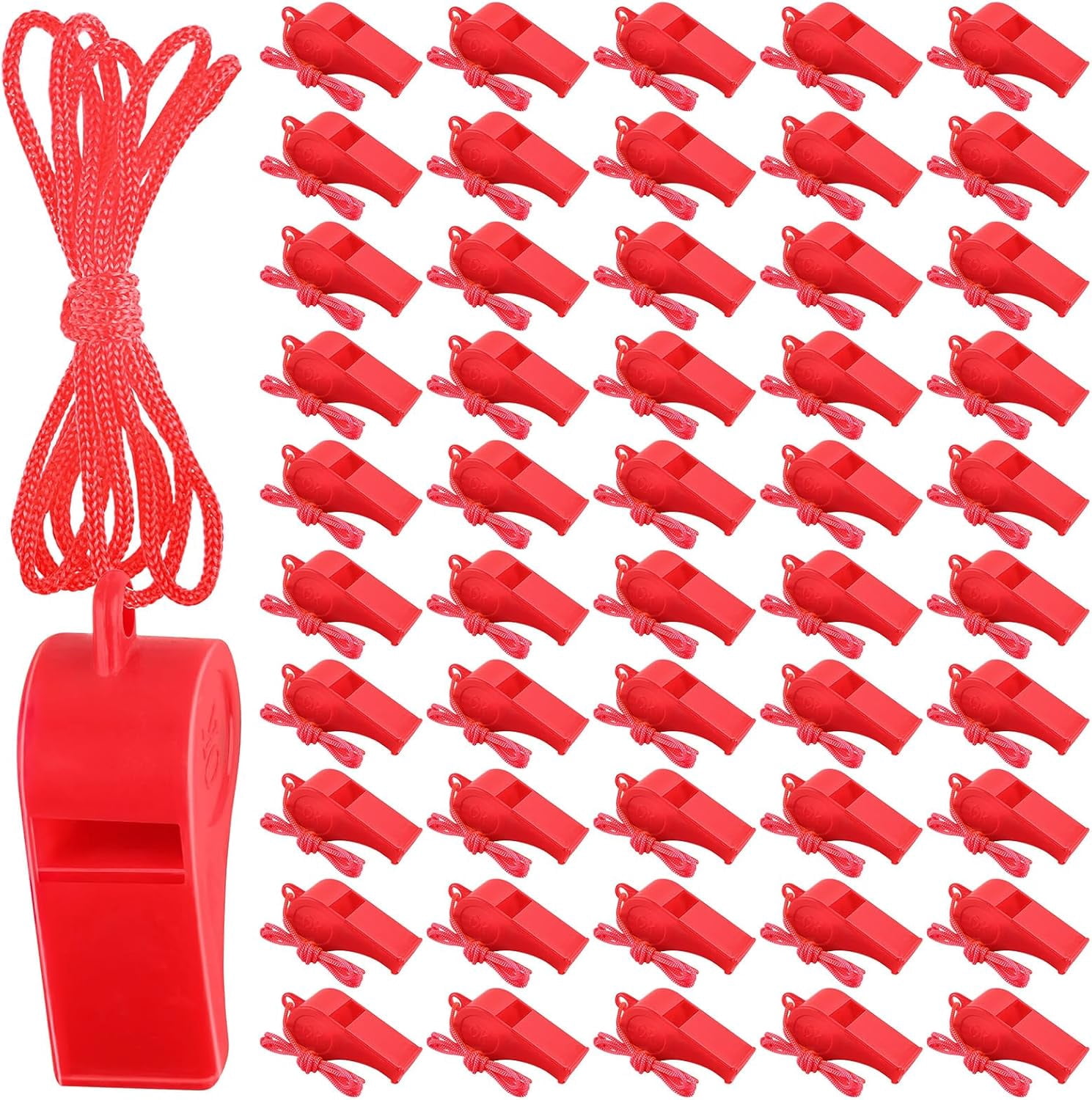 200 Pieces Plastic Whistles with Lanyard Loud Whistles Emergency ...
