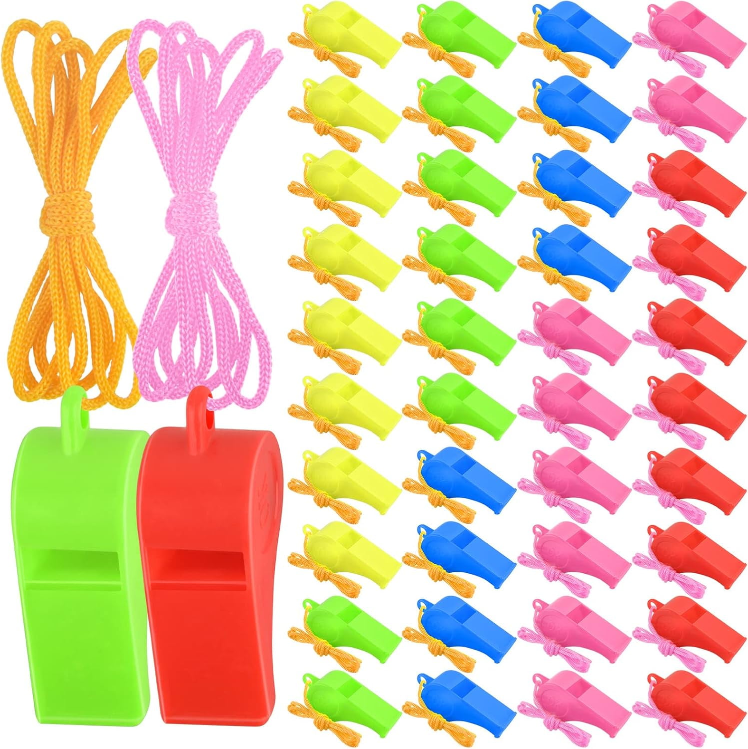 200 Pieces Plastic Whistles with Lanyard Loud Whistles Emergency ...
