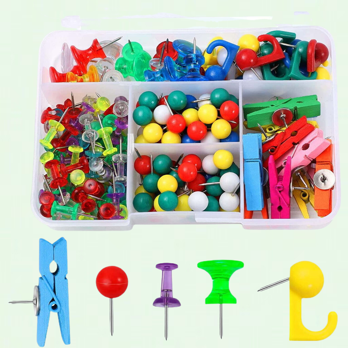 200 Pieces Push Pins Set, Multicolor Thumb Tacks for Bulletin Boards ...