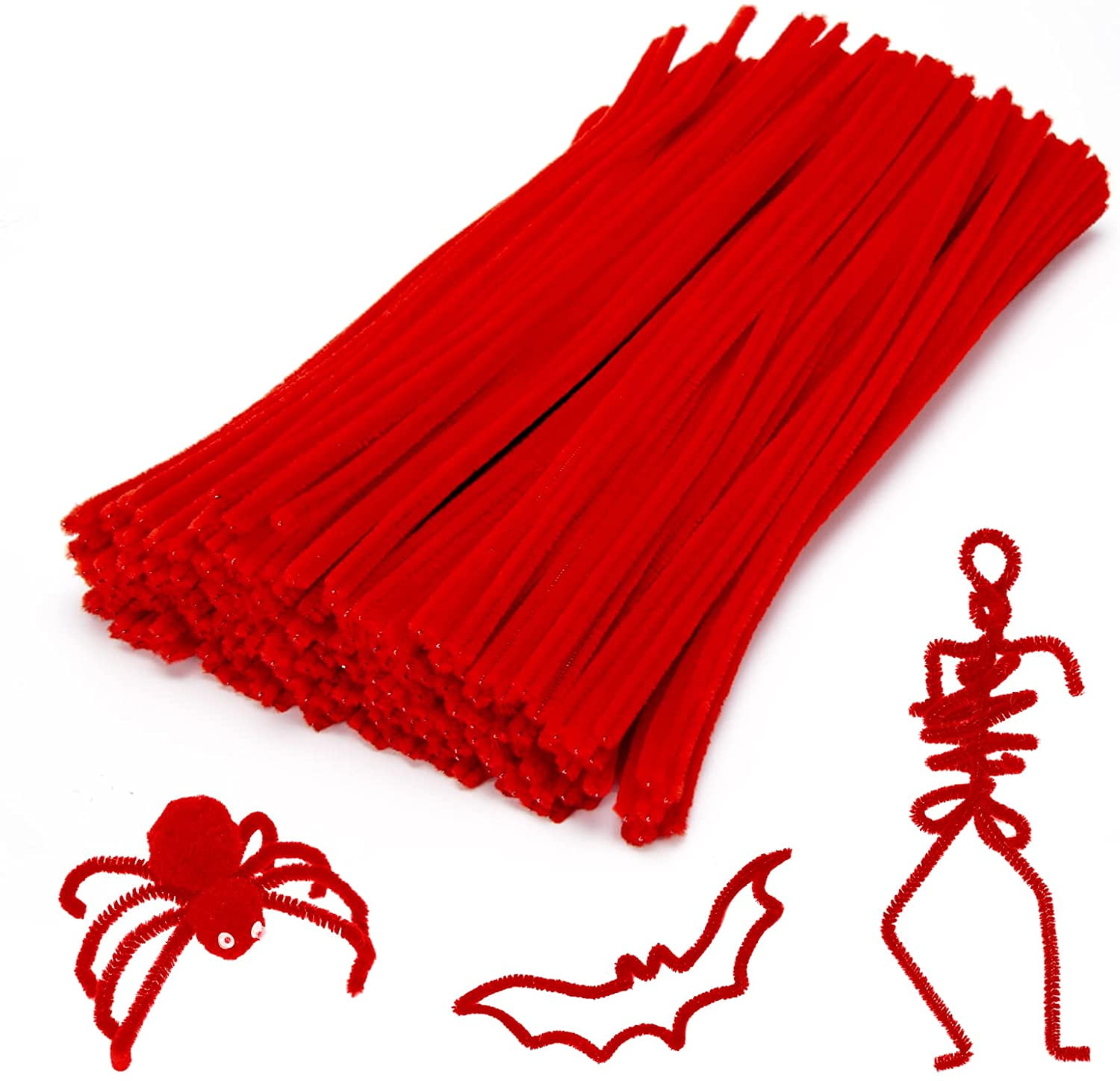 200 Pieces Red Pipe Cleaners Chenille Stems for Kids Art Creative ...