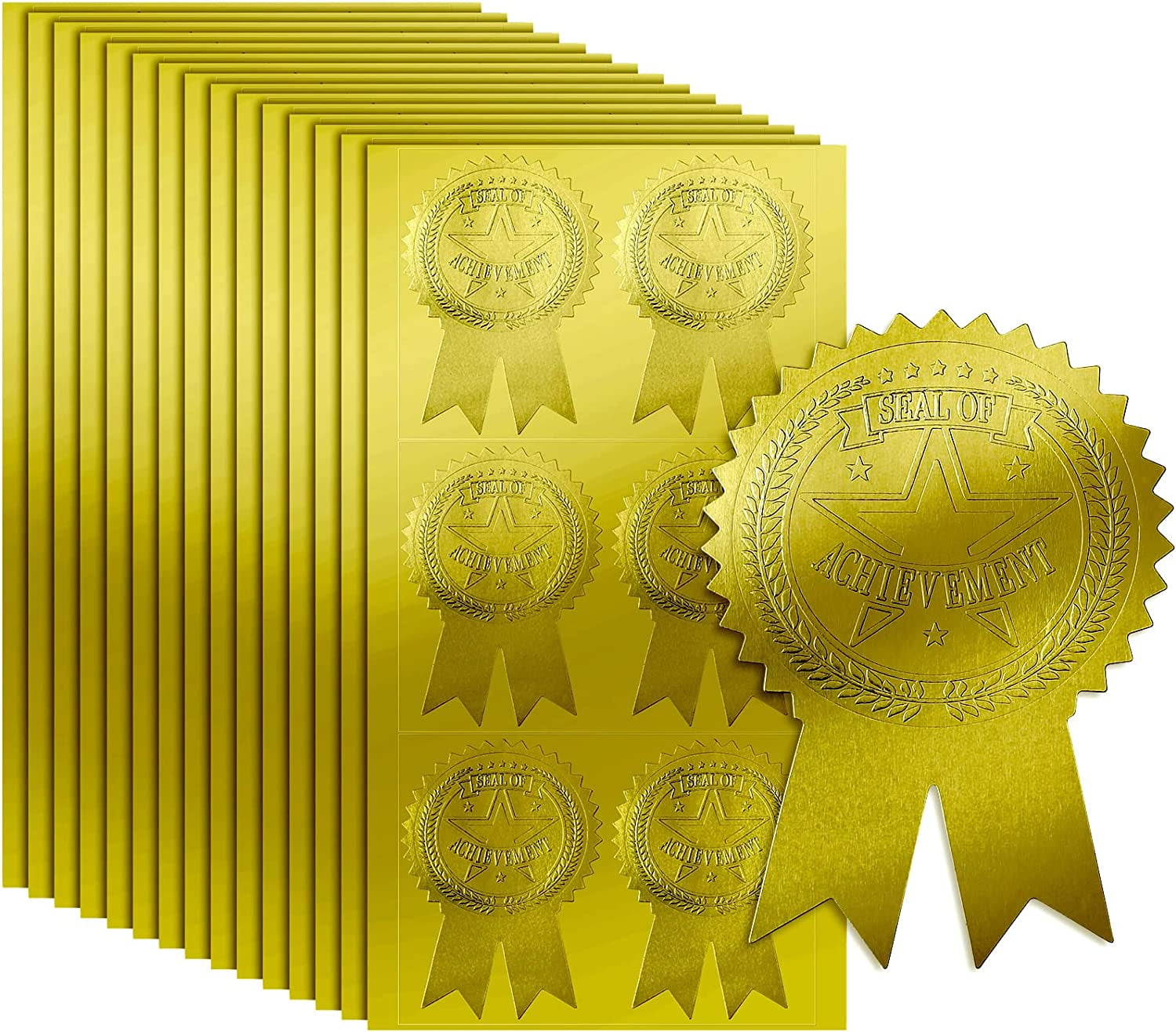 200 Pieces Ribbon Embossed Seal and Gold Foil Certificate Seal Embossed ...