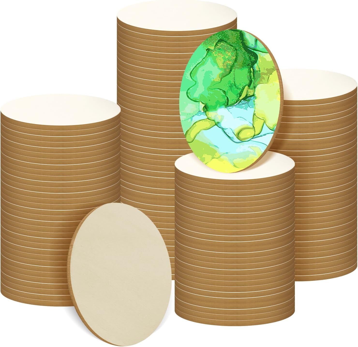 200 Pieces Round Wood Circles for Crafts - 2 inch Wood Round Disc ...