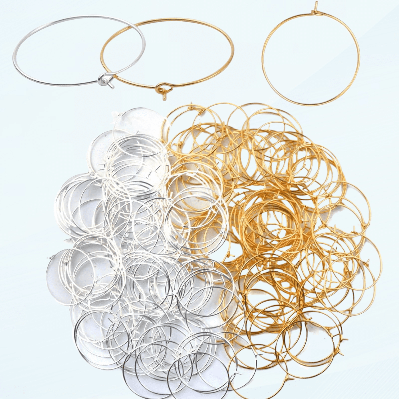 200 Pieces Silver and Golden Wine Glass Charm Rings Round Open Hoops ...