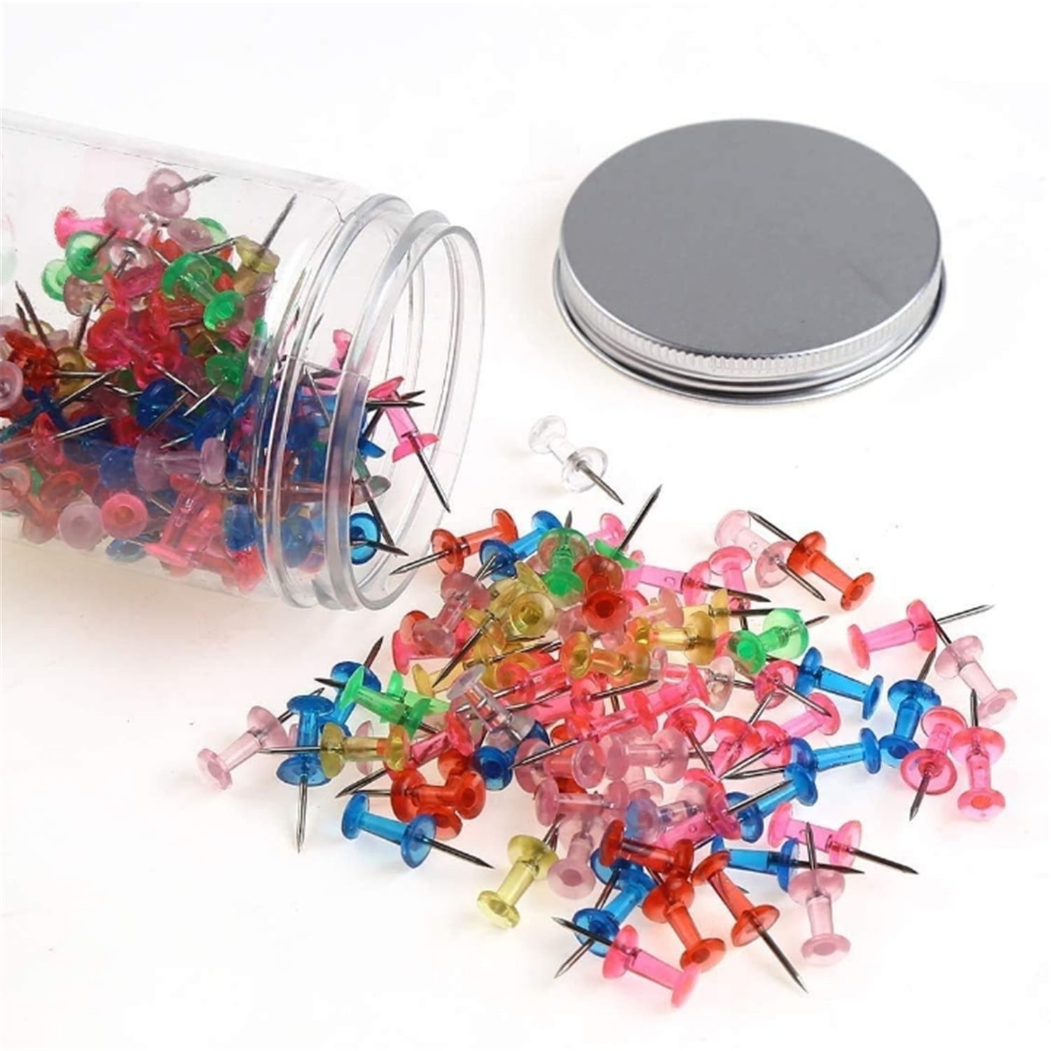 200 Pieces Standard Multi-Color Thumb Tacks Steel Sharp Point and Clear ...