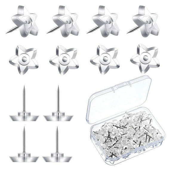200 Pieces Star Shaped Push Pins Plastic Clear Thumb Tacks with Box for ...